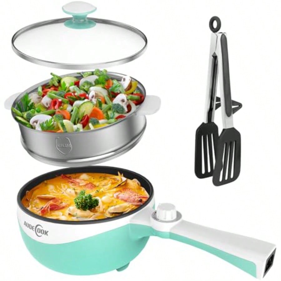 Hot Pot Electric 1.7L Mini Electric Skillet Portable Nonstick Sauté Pan ...