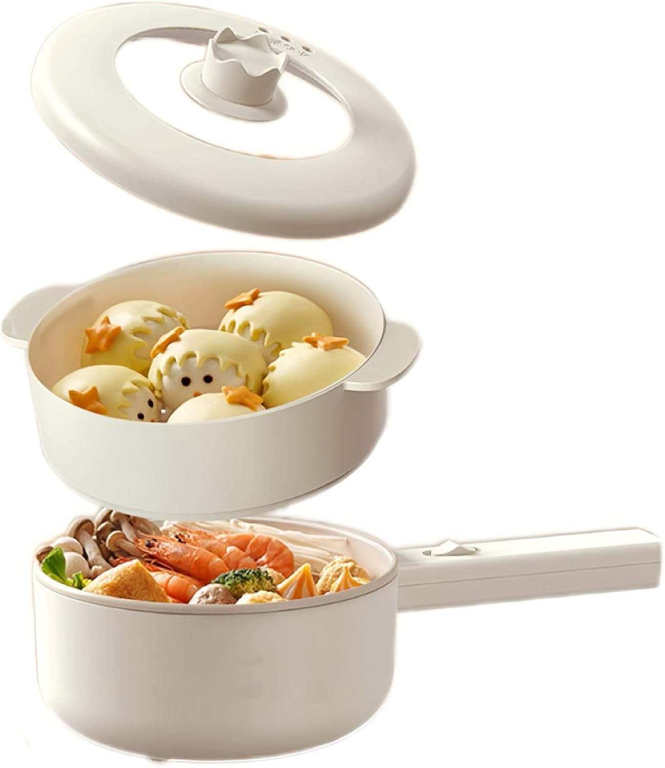 Hot Pot Electric,1.8L Ceramic Electric Hot Pot with Steamer ...