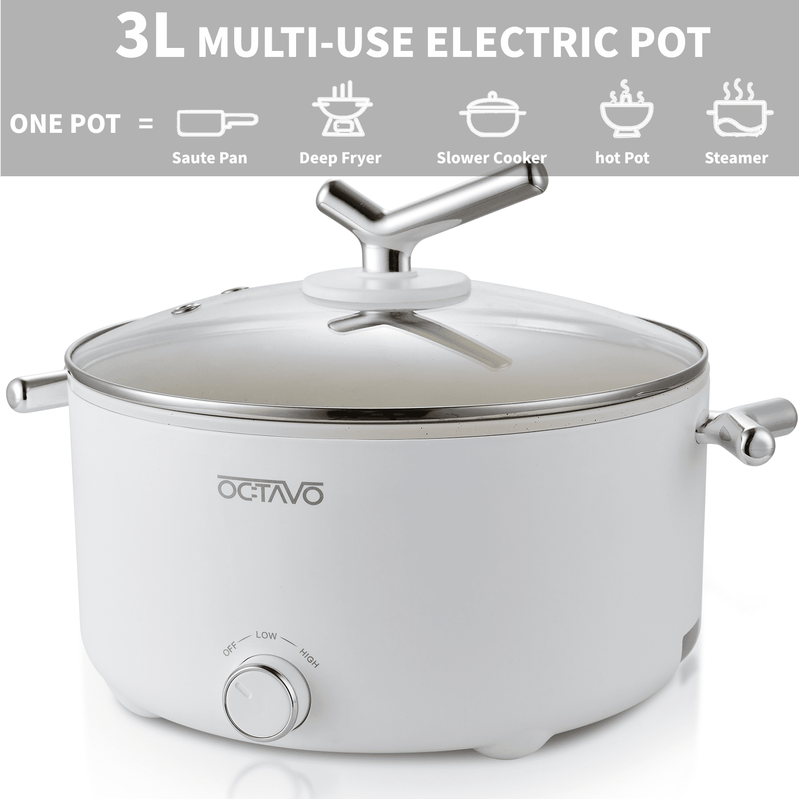 Hot Pot Electric, 3L Portable Electric Pot with Ceramic Non - stick ...