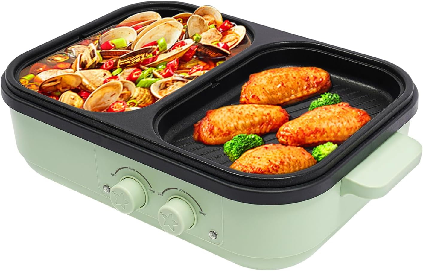 Hot Pot Electric with Grill, 2 in 1 Indoor Non-Stick Electric Pot and ...
