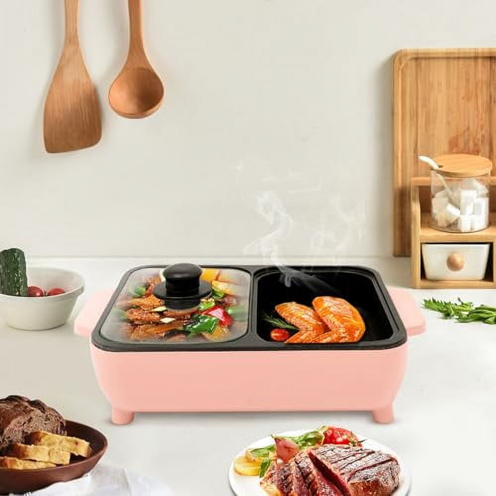 Hot Pot Electric with Grill 2 in 1 Indoor Non-Stick Shabu Pot and ...