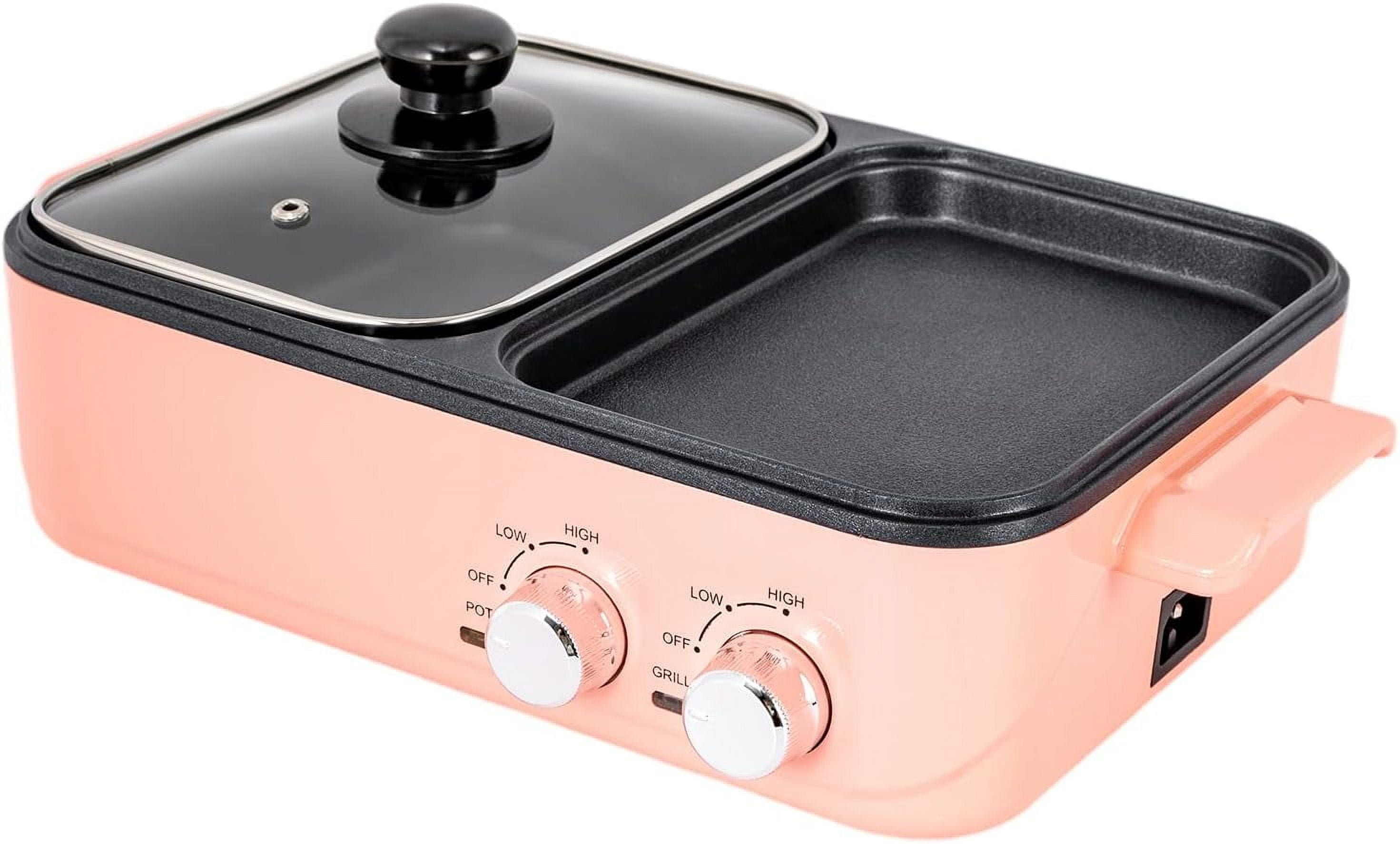 Hot Pot Electric with Grill, 2 In 1 Indoor Non-stick for Steaks, Shabu ...