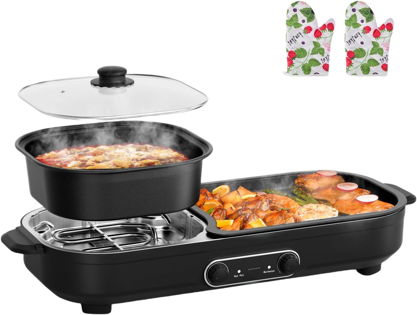 Hot Pot Electric with Grill - Korean BBQ Grill Indoor and Shabu Shabu ...