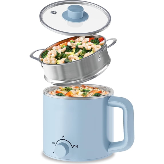 Hot Pot Electric with Steamer, 1.6L Ramen Cooker, Electric Pot for ...