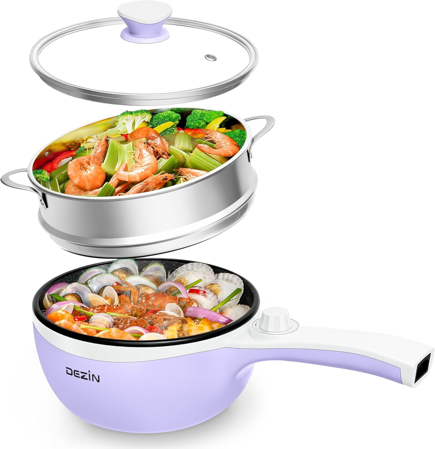 Hot Pot Electric with Steamer Upgraded, Non-Stick Sauté Pan, Rapid ...
