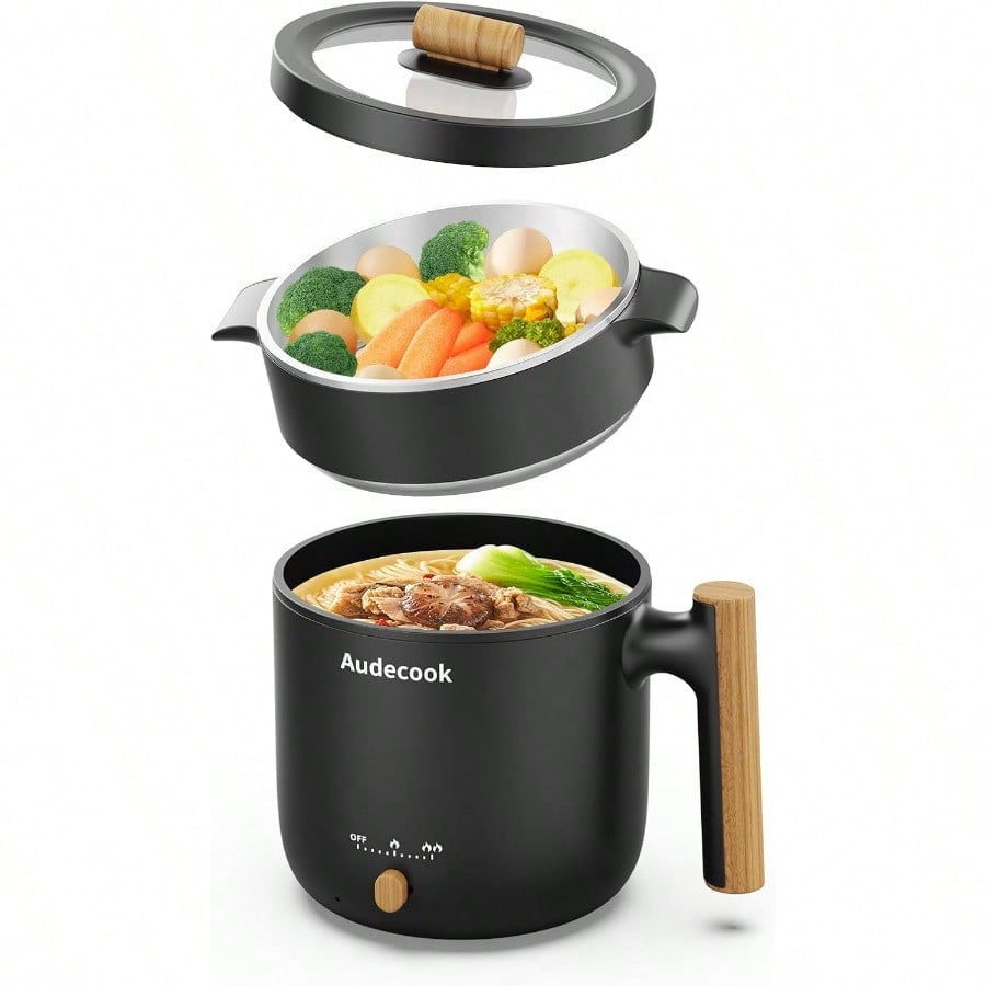 Hot Pot Electric with Steamer Portable Nonstick Rapid Noodles Cooker ...