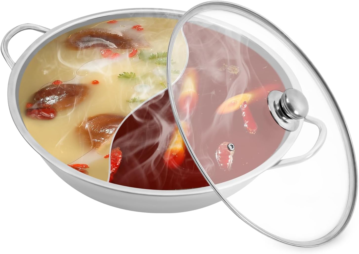 Hot Pot Set, Two-flavor Chinese Shabu Shabu Pot, Stainless Steel Hot ...