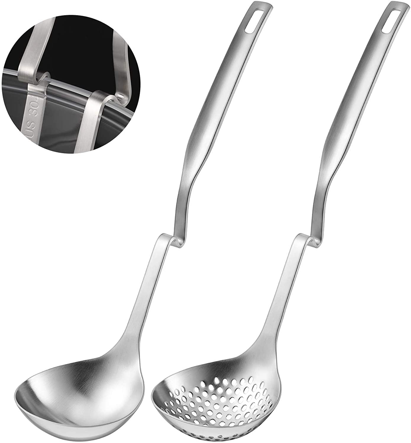 Hot Pot Slotted Ladle Set Stainless Steel Soup Ladle Strainer Scoops ...