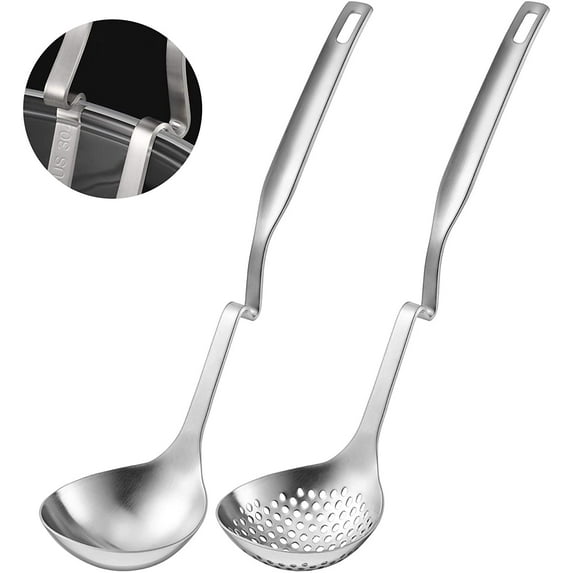 Hot Pot Slotted Ladle Set Stainless Steel Soup Ladle Strainer Scoops ...