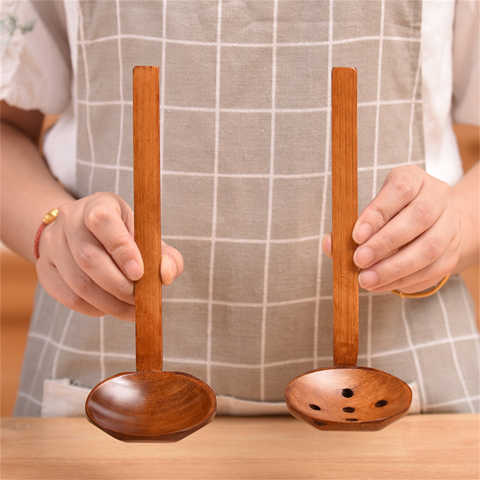 Hot Pot Spoons 8.5 inches Handcrafted Wooden Soup Spoon Ramen Ladle ...