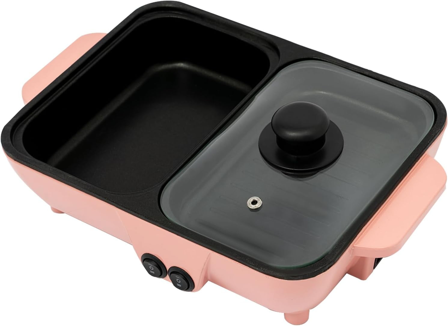 Hot Pot with Gril, 2 in 1 Indoor Non-stick Independent Dual Temperature ...
