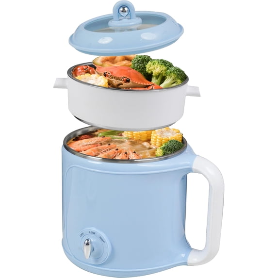 Hot Pot with Steamer,2.0 L Ramen Cooker,Mini Portable Hot Pot for ...