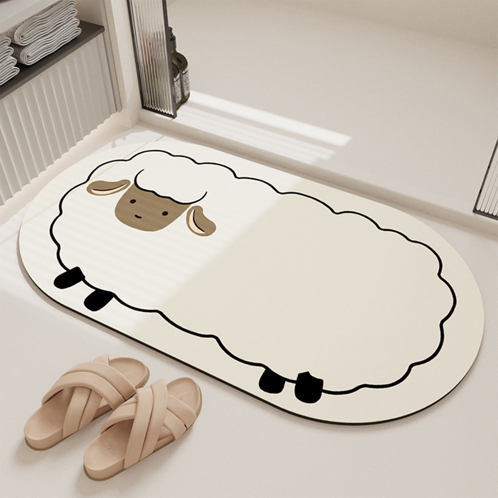 Hot Prices, Ute Lamb Diatom Mud Floor Mat, Absorbent and Quick-Drying Floor Mat for Bathroom ...