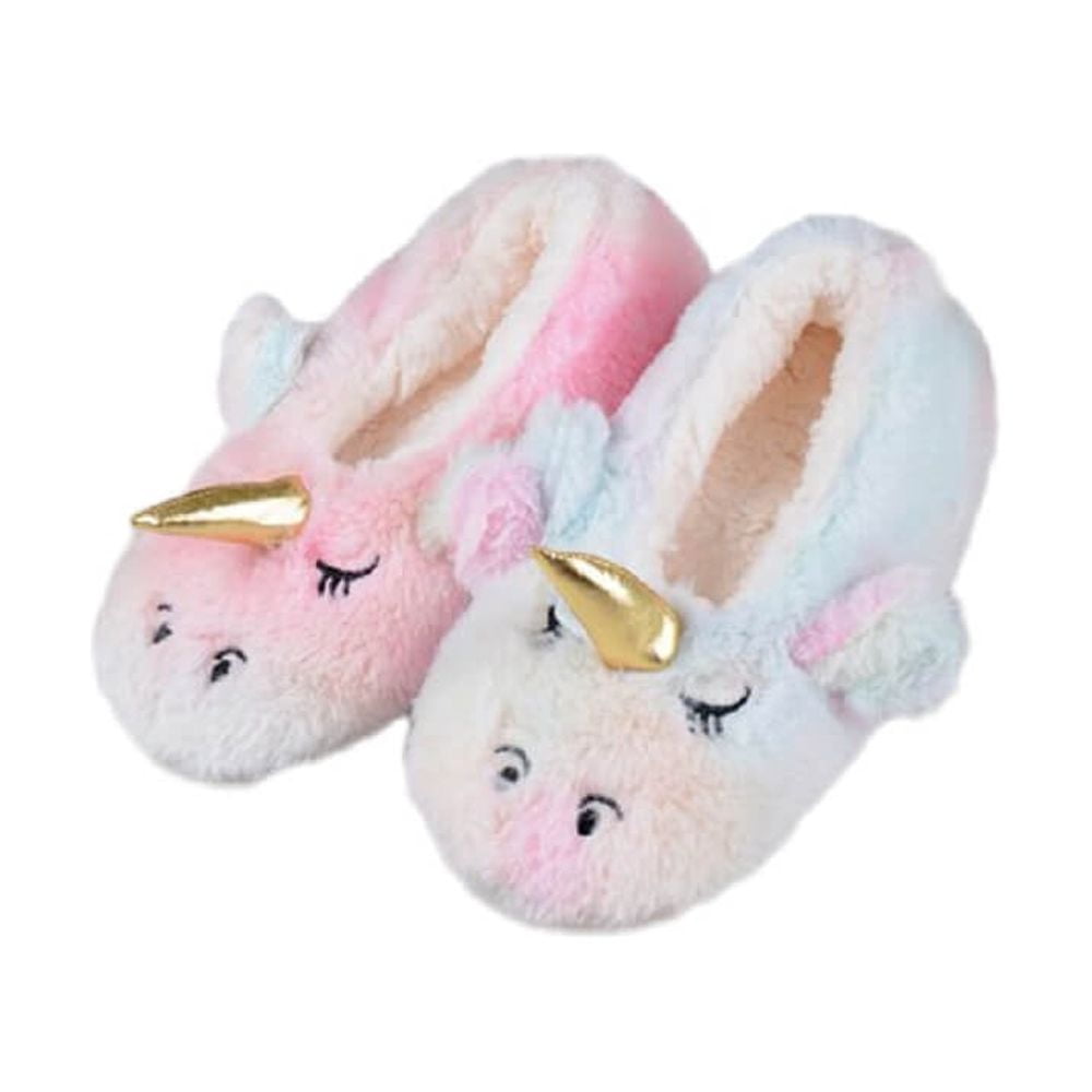 Hot Rainbow Unicorn Slipper Indoor Outdoor Cozy Plush Cute Fluffy Girls ...