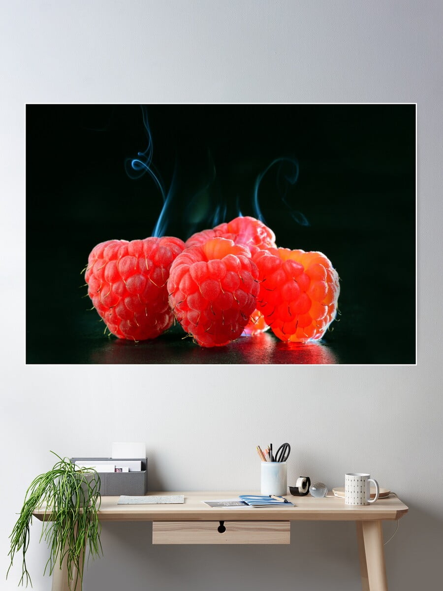 Hot Raspberries Fruits Art Gallery Image Poster Wall Art, Modern Wall ...