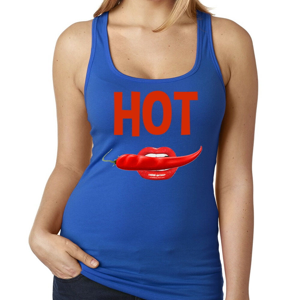 Hot Red Pepper Printed Lady Tank Top Red Hot Tee Color Royal Blue Large ...