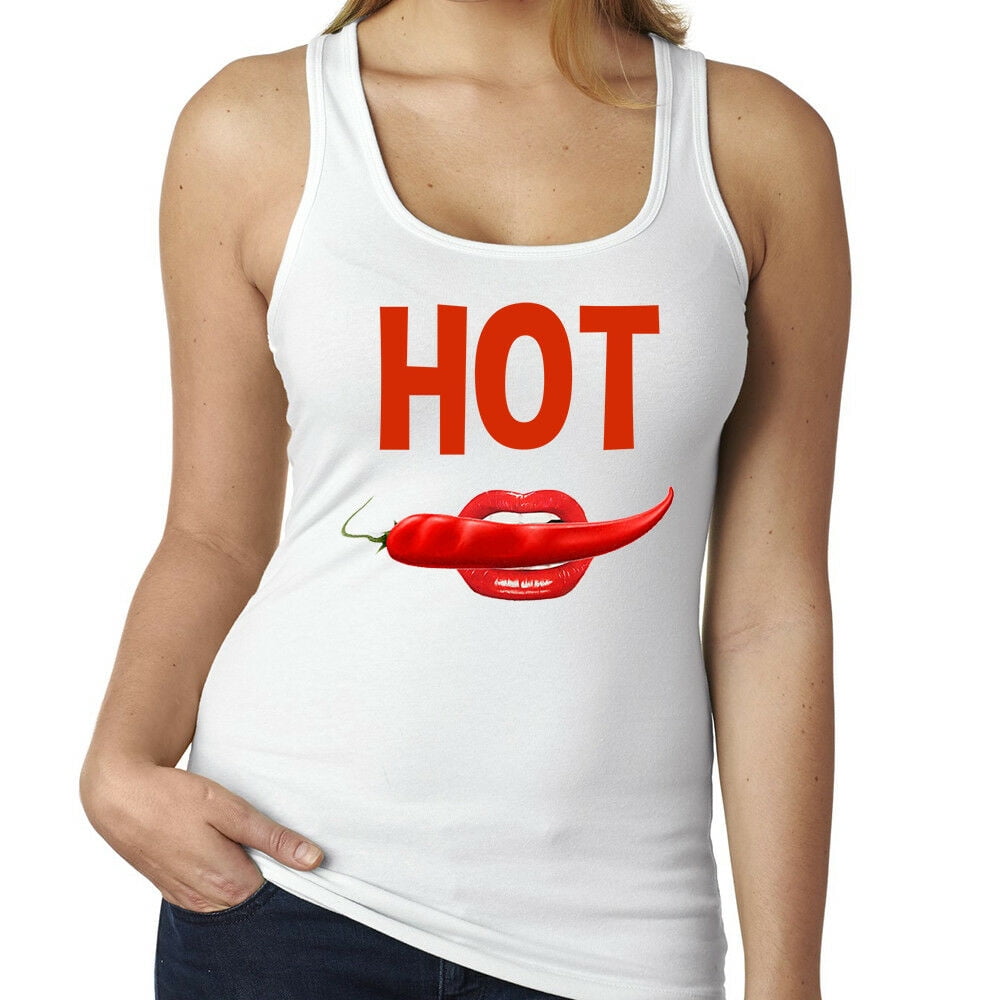 Hot Red Pepper Printed Lady Tank Top Red Hot Tee Color White Small ...