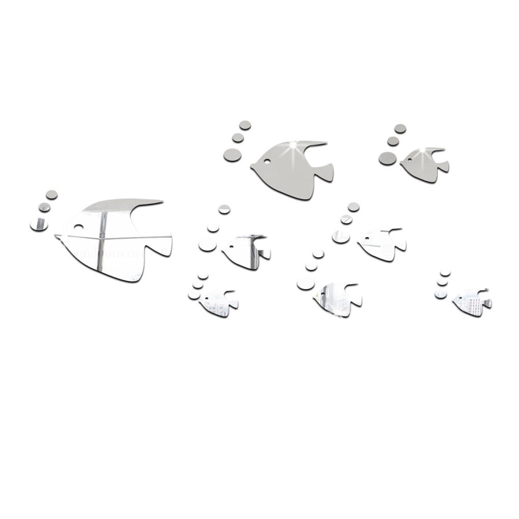 Hot Removable Sea Fish Bubble Wall Sticker 3D Mirror Stickers Mural DIY ...