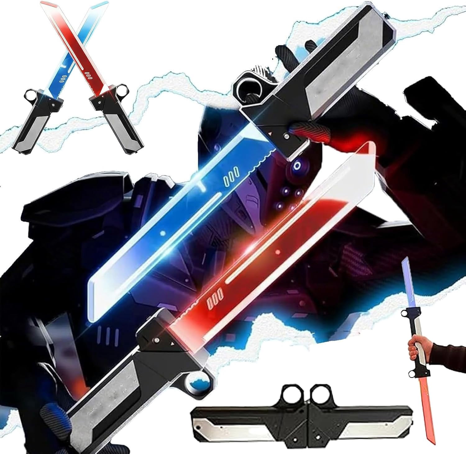 Hot! Retractable Plug-In Light-Up Prop, Dual-Color LED Glow Wand with 2 ...