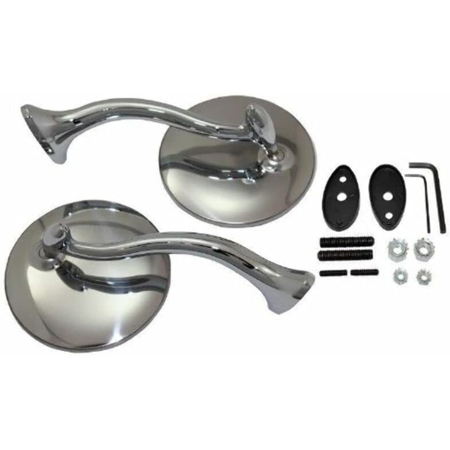 Hot Rod 4" Polished Stainless Steel Swan Neck Mirror Set - Walmart.com