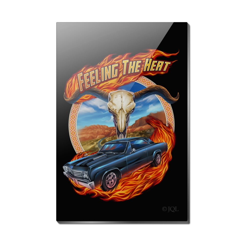 Hot Rod Muscle Classic Car Feeling Heat Steer Skull Rectangle Acrylic ...