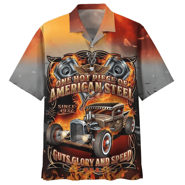 Hot Rod One Hot Piece Of American Steel Hawaiian Shirts title - Walmart.com
