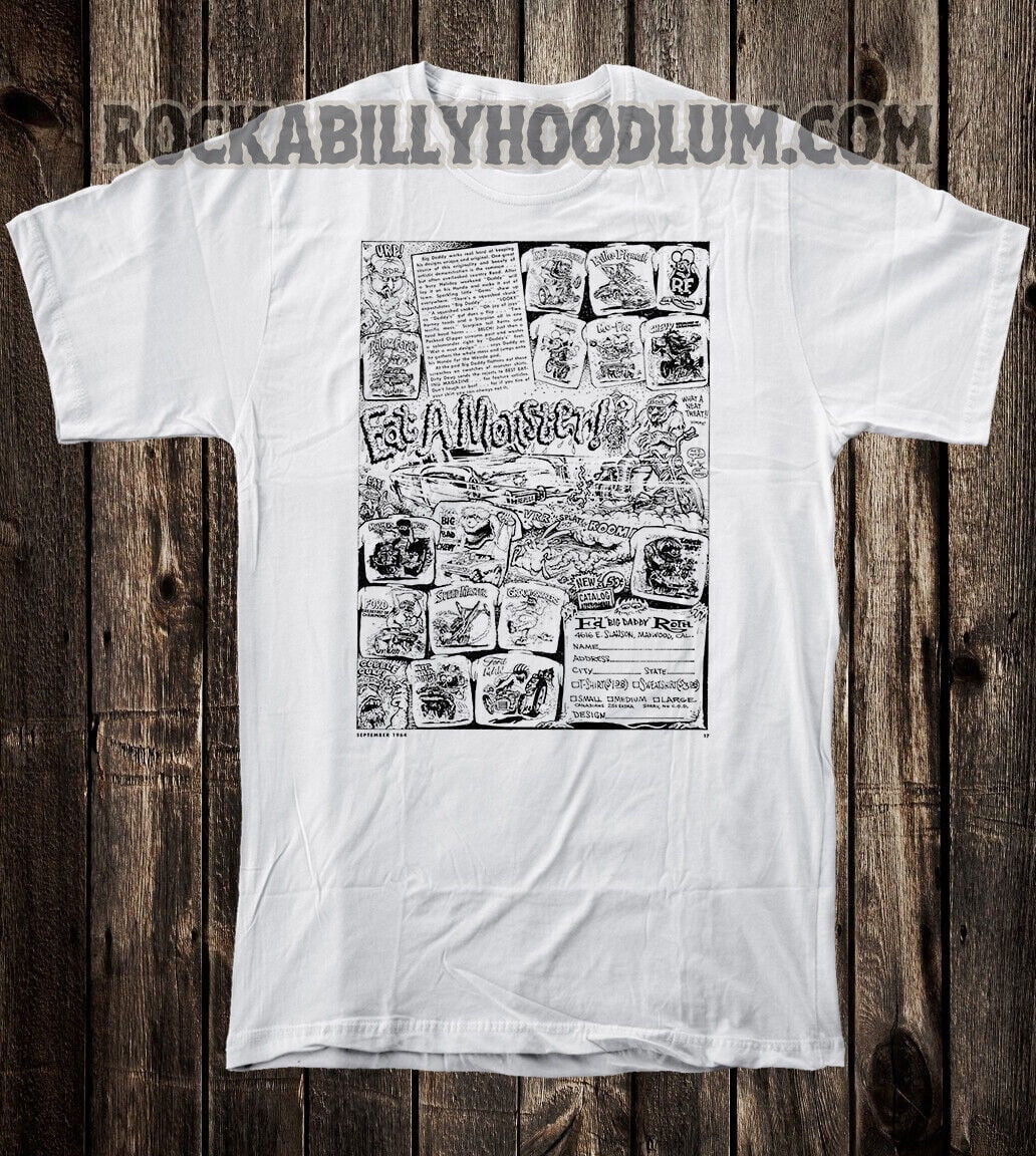 Hot Rod Tee T Shirt Vtg Art Ed Big Daddy Roth Studios Ad Eat A Monster ...