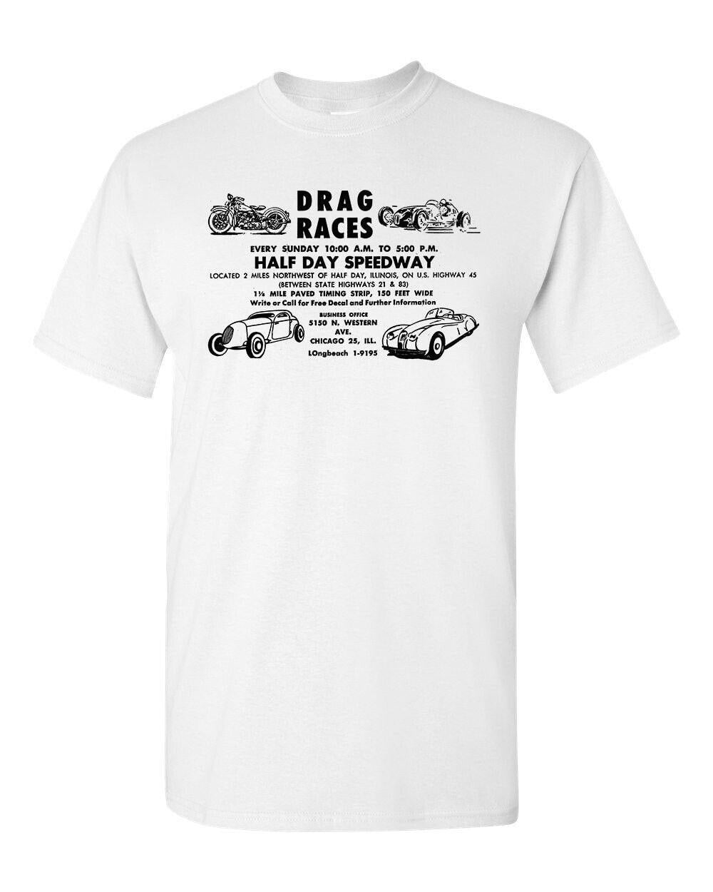 Hot Rod Tee T Shirt White 100% Cotton Vtg Art Retro Half Day Speedway ...