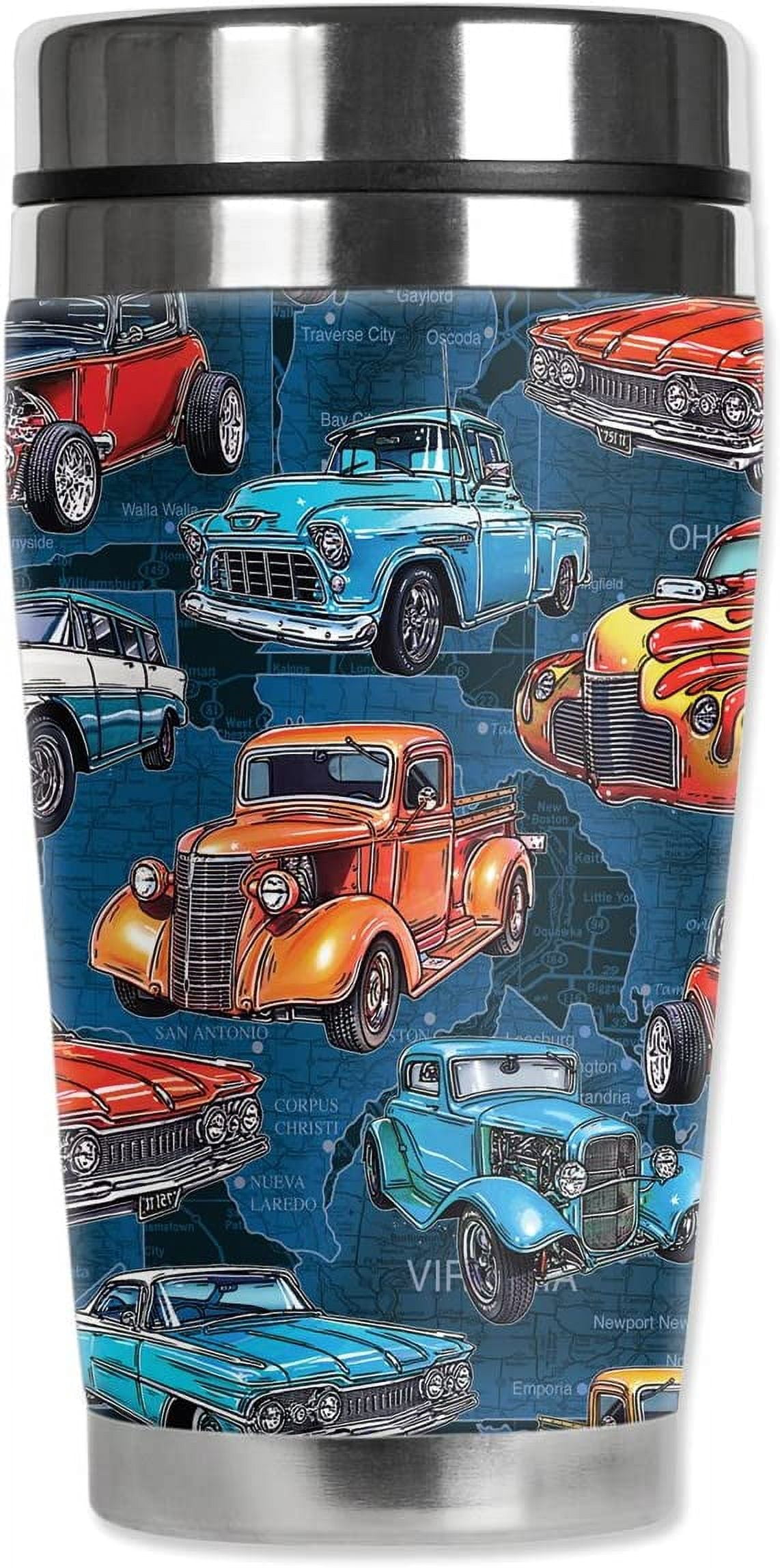 Hot Rod Trucks Travel Mug with Insulated Wetsuit Cover, 16 oz, Black ...