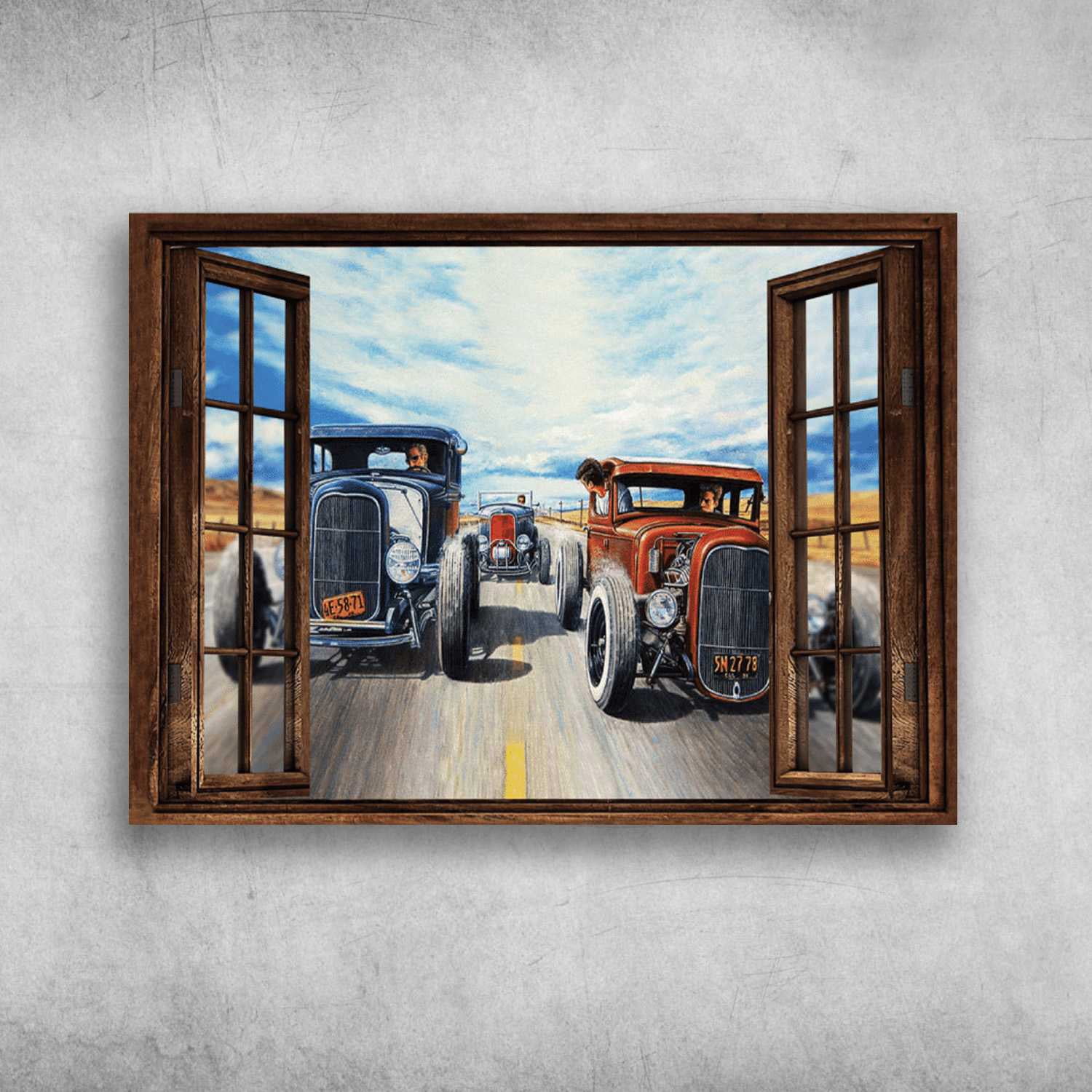 Hot Rod Window - Racing Car 16 x 24 Inch Poster - Walmart.com