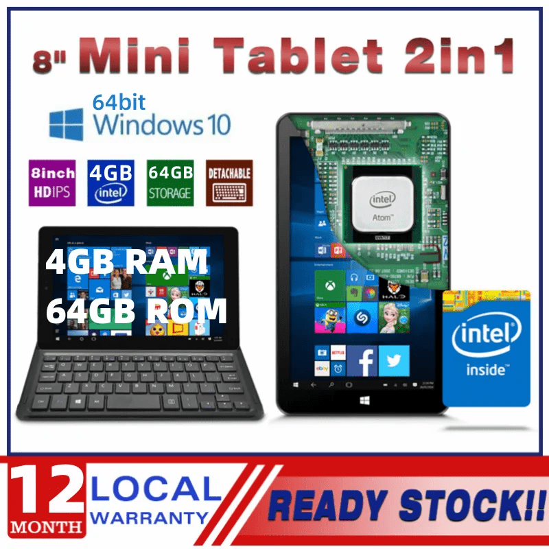Hot Sale 4GB/8GB RAM 64GB/128GB ROM 8 INCH 64bit Windows 10 Tablets PC X5-Z8350 1.44GHz Quad ...