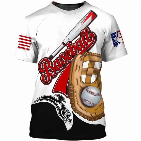 Hot Sale Baseball Pattern Printing Personality 3D Printed T-shirt ...