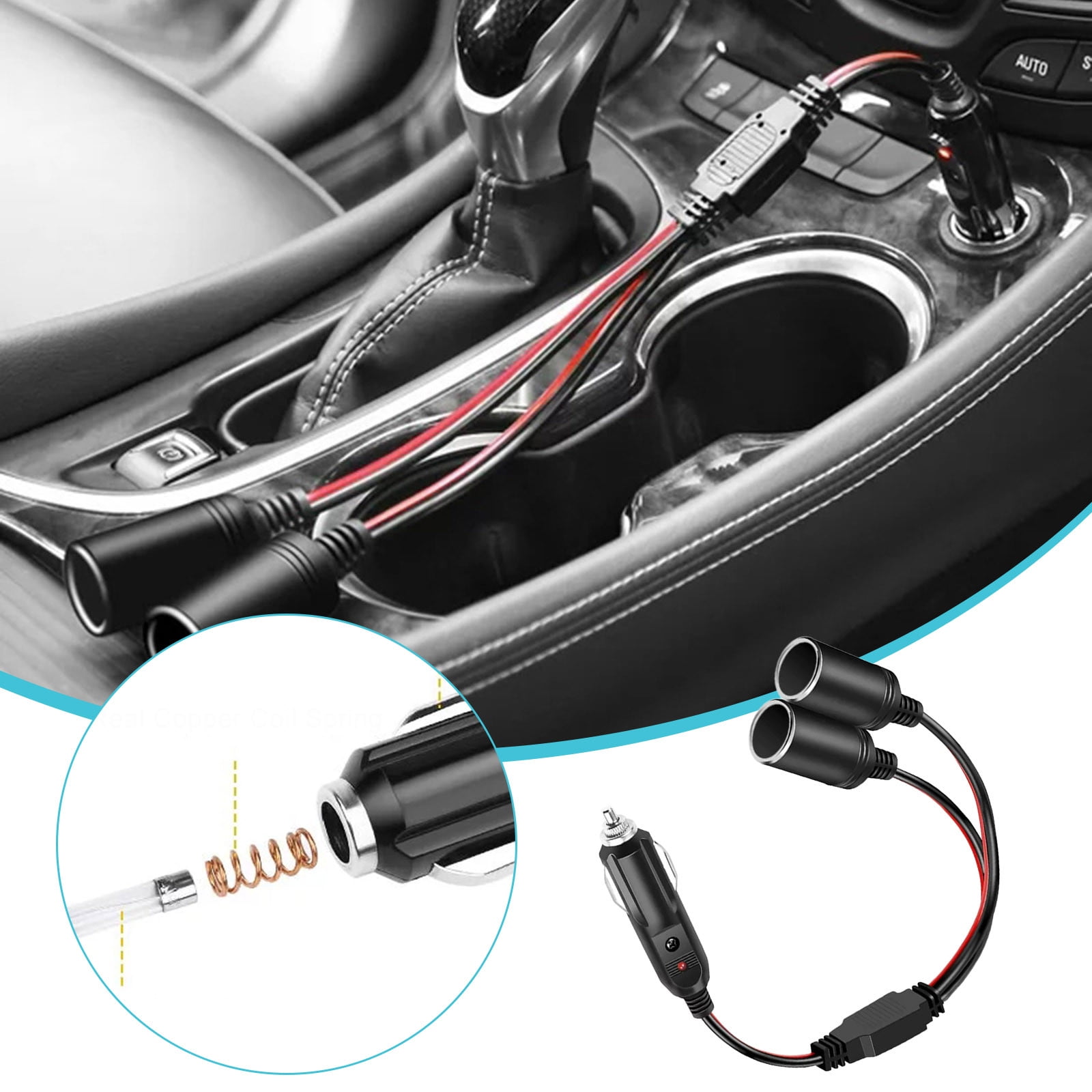 Hot Sale Car Splitter Adapter 10 Inch Extension Cord Two Ways 16AWG ...