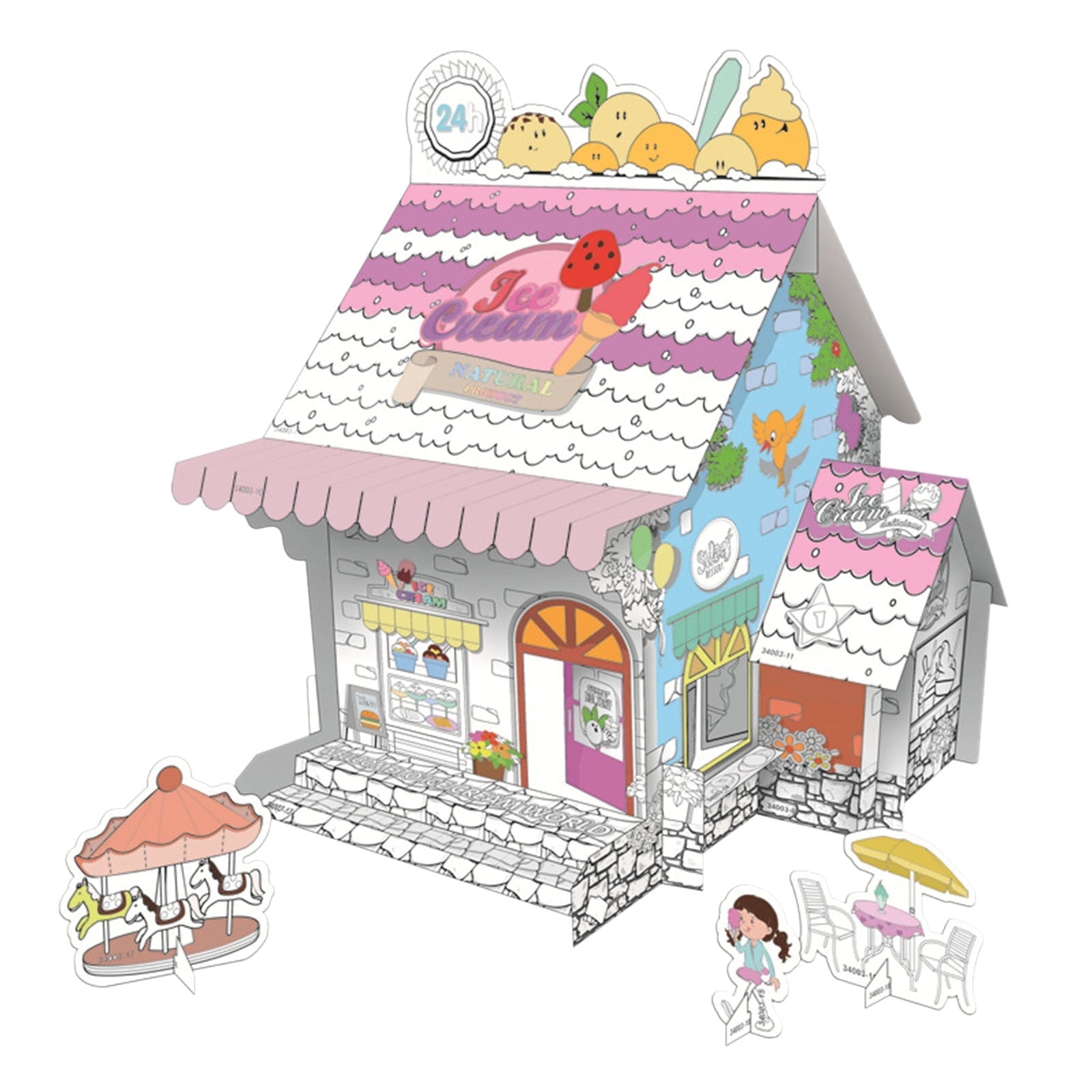 Hot Sale！Cardboard Coloring Gingerbread House for Kids,Foldable ...