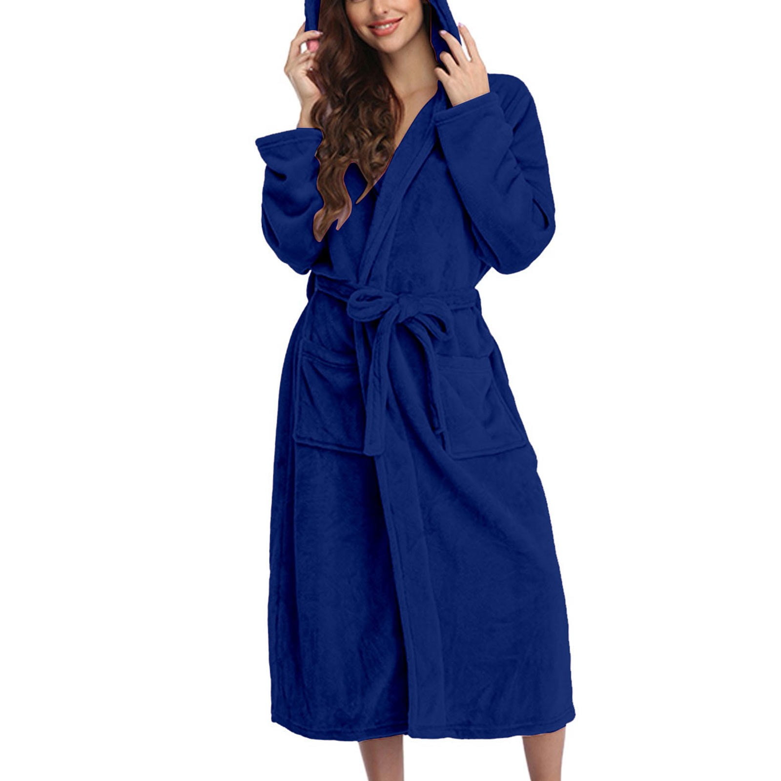 Hot Sale!! Fuzzy Soft Robes for Women, Long Plush Hooded Robe Fluffy ...