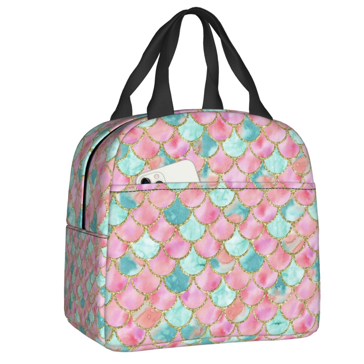 Hot Sale Mermaid Scale Print Insulated Lunch Bag For Women Portable ...