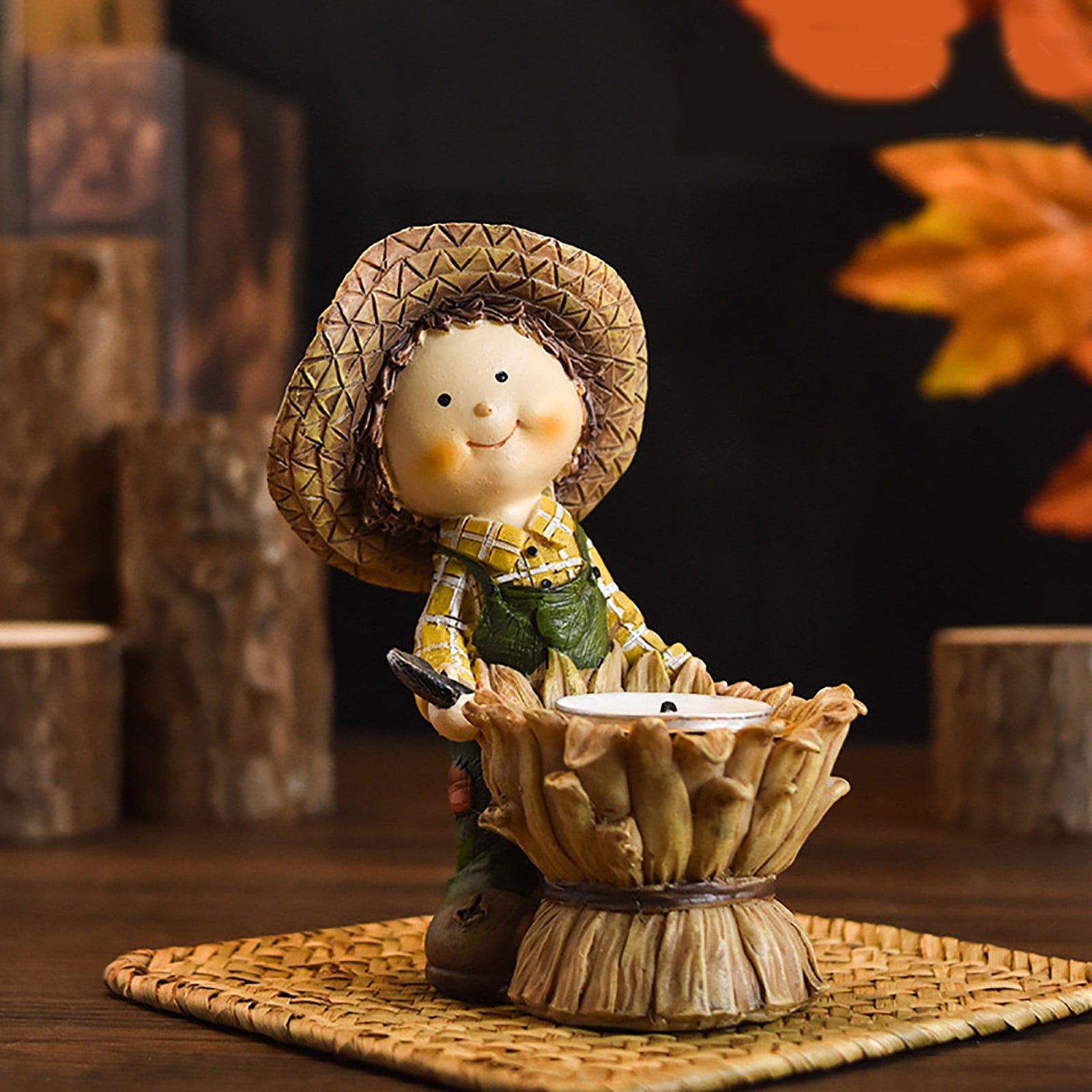 Hot Sale! Strawman Statue 5.3inch Cute Little Girl Sculptures With LED ...