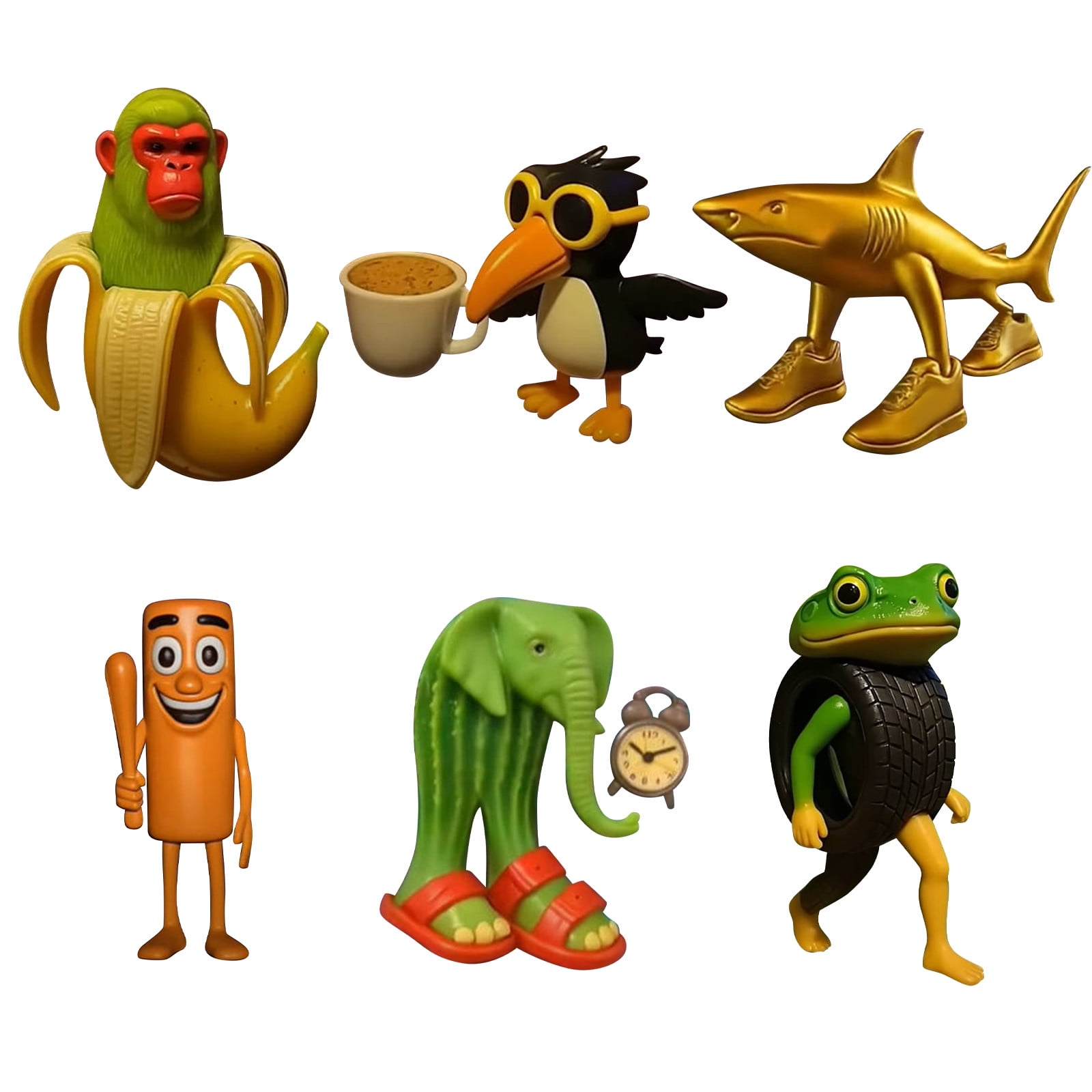 Hot Sale Tralalero Tralala Toys 6PCS Shark Stick Bird Monkey Frog ...