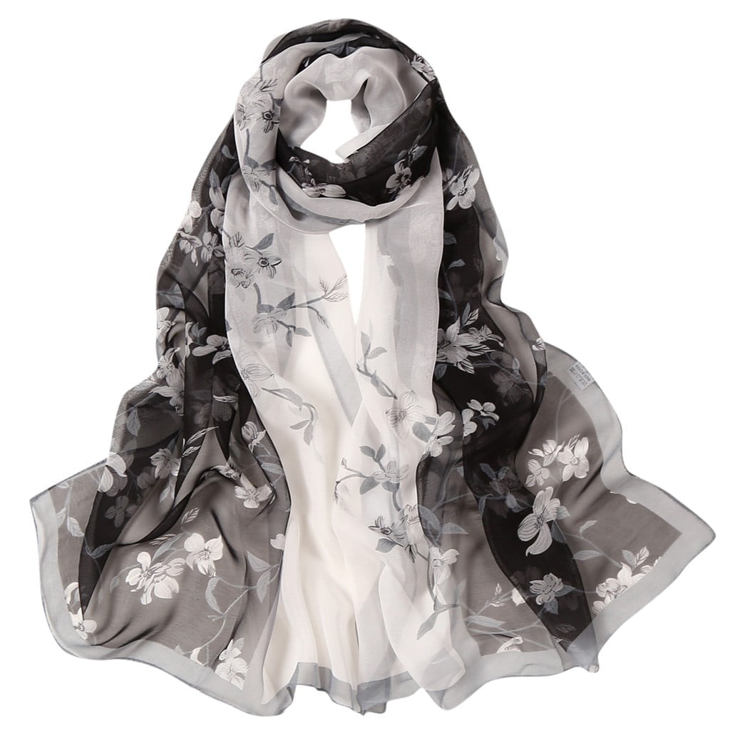 Uooqdmx Silk Scarf Scarves for Women Lightweight Summer Scarf Flower ...