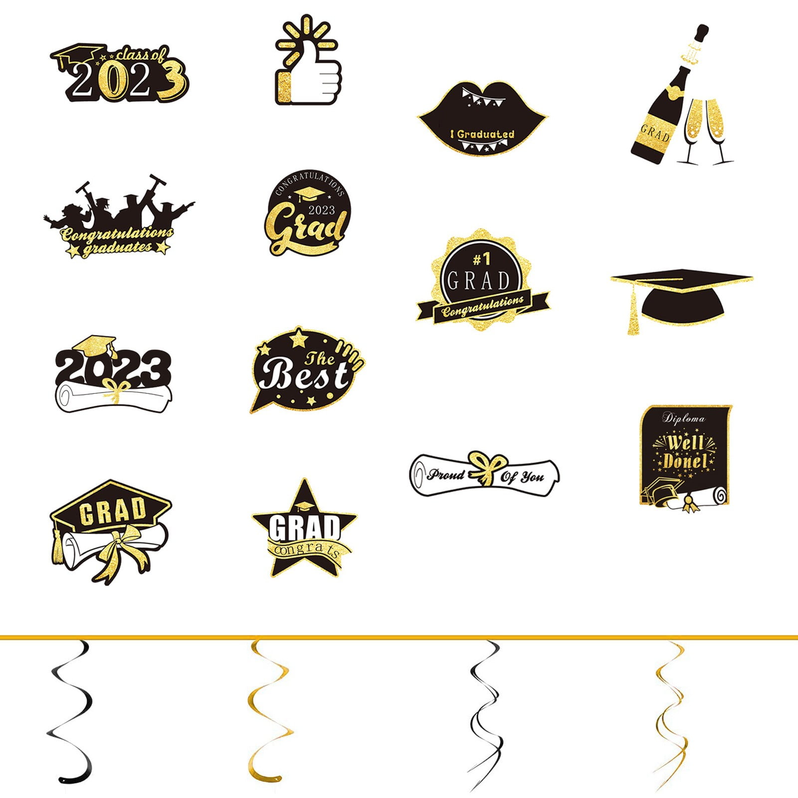 Hot Sale!Veeogra Graduation Decorations Clof 2023 Graduation Decorations Black And Gold Make ...