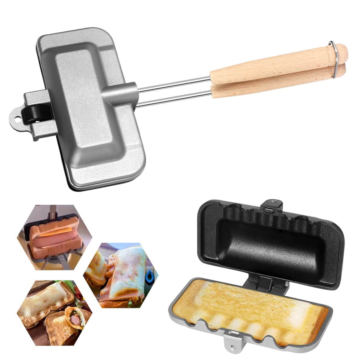 Hot Sandwich Maker, Double-Sided Sandwich Baking Pan, Hot Dog Toaster ...