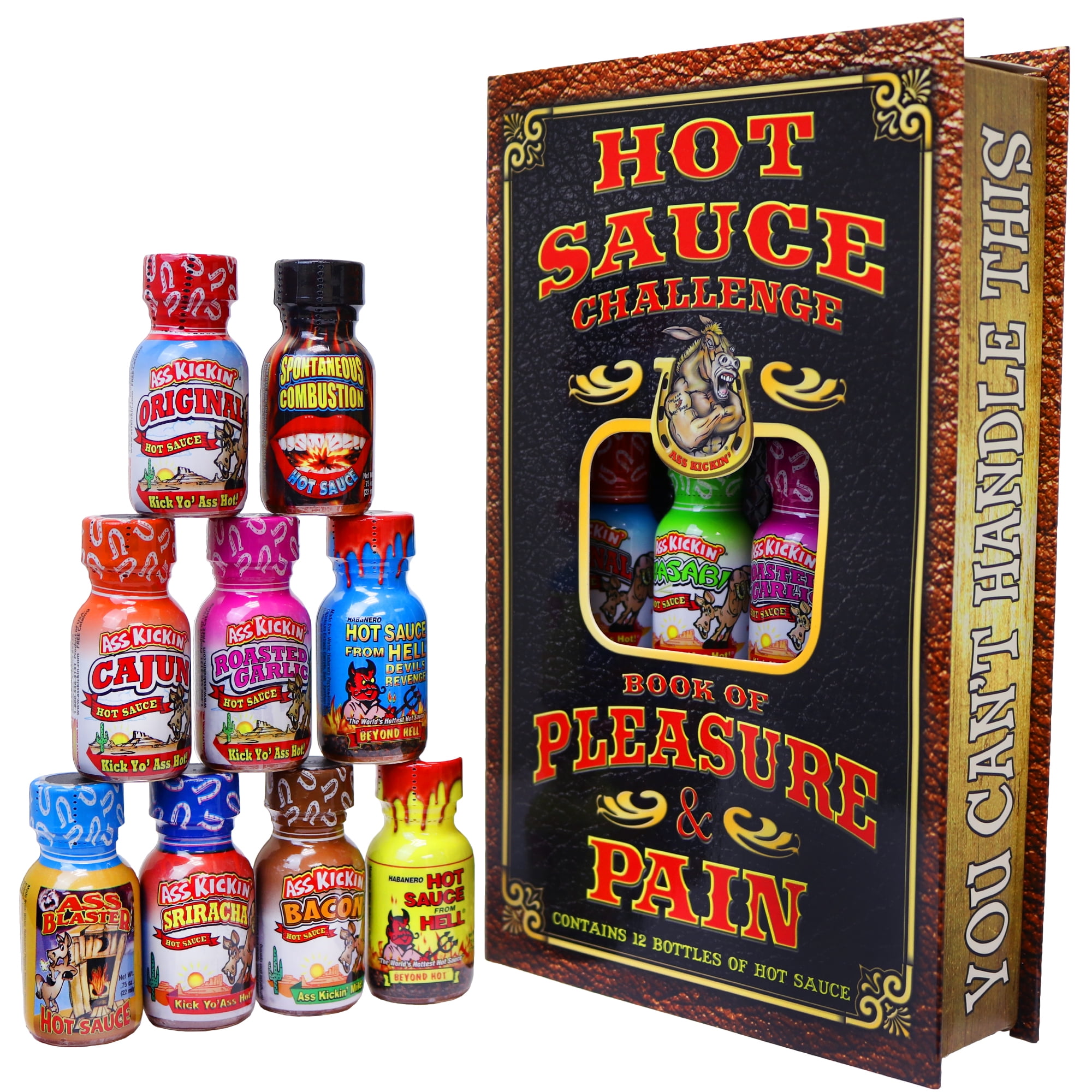 Hot Sauce Challenge Book Of Pain - 12 (0.75 Ounce) Bottles - Ass Kickin ...