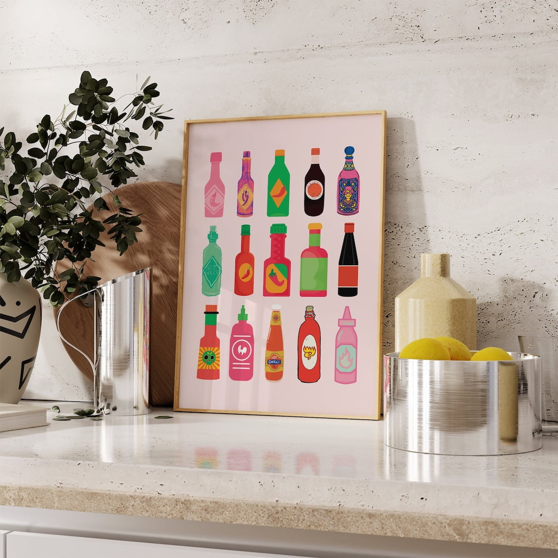 Hot Sauce Illustrated Art Print-Mexican Hot Sauce Poster-Southern Hot ...