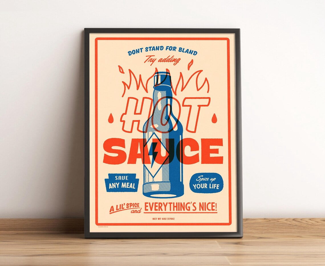 Hot Sauce Kitchen Dining Room Art Print Spicy Food Fathers Day ...