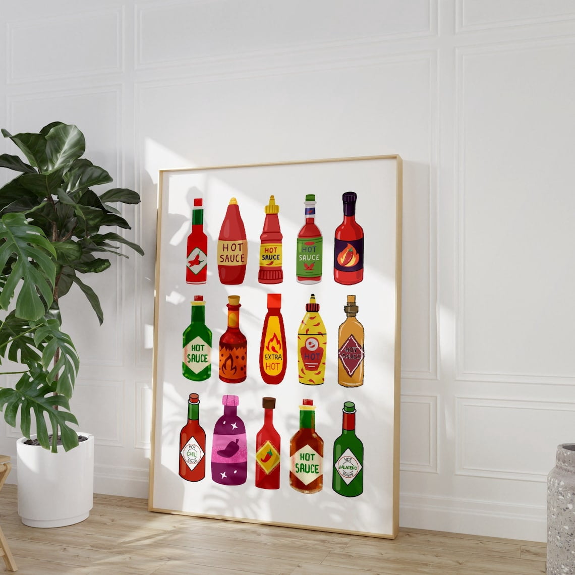 Hot Sauce Kitchen Food Wall Art, Unframed Canvas Size 12x18 - Walmart.com
