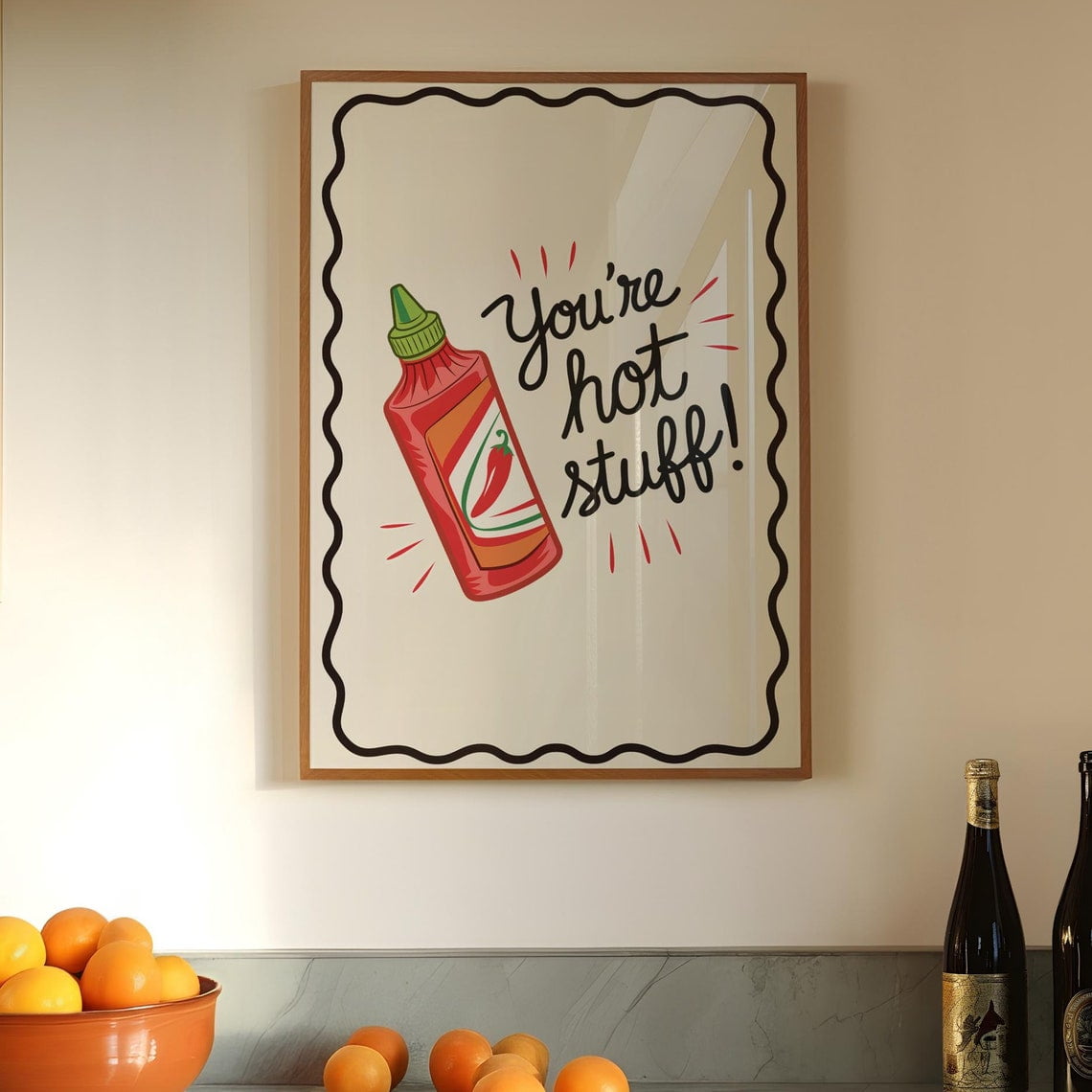 Hot Sauce Print, Kitchen Chilli Wall Art Print, Trendy You'Re Hot ...