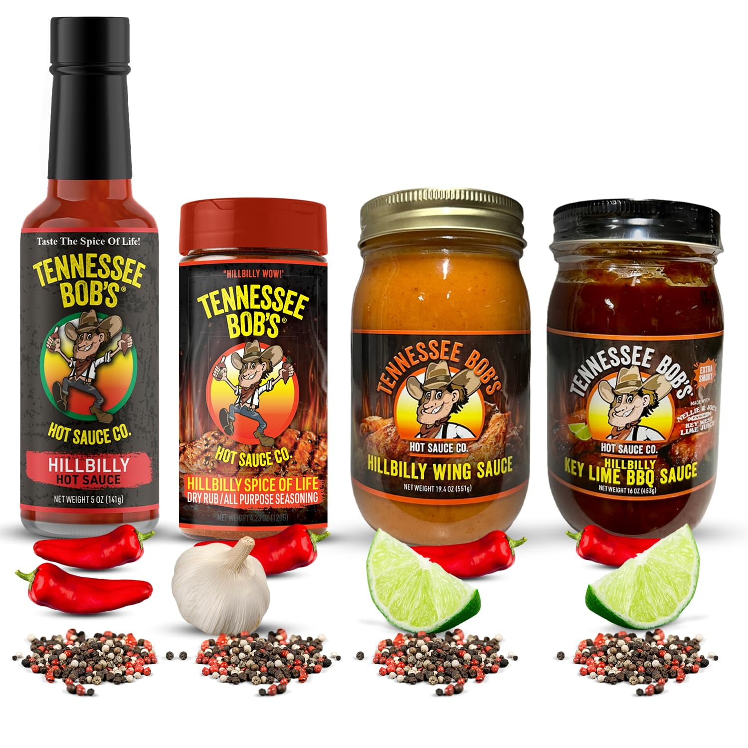Hot Sauce Variety FEV6 Pack. All Purpose Seasoning Set. Bob’s Hillbilly ...