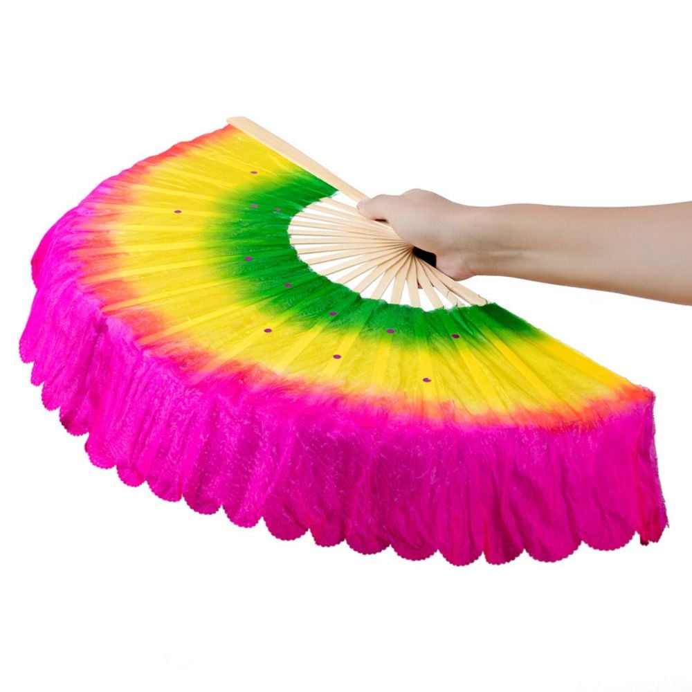 Hot Sell Long Imitation Dancer Practice Belly Dancing Fan Rayon Silk ...