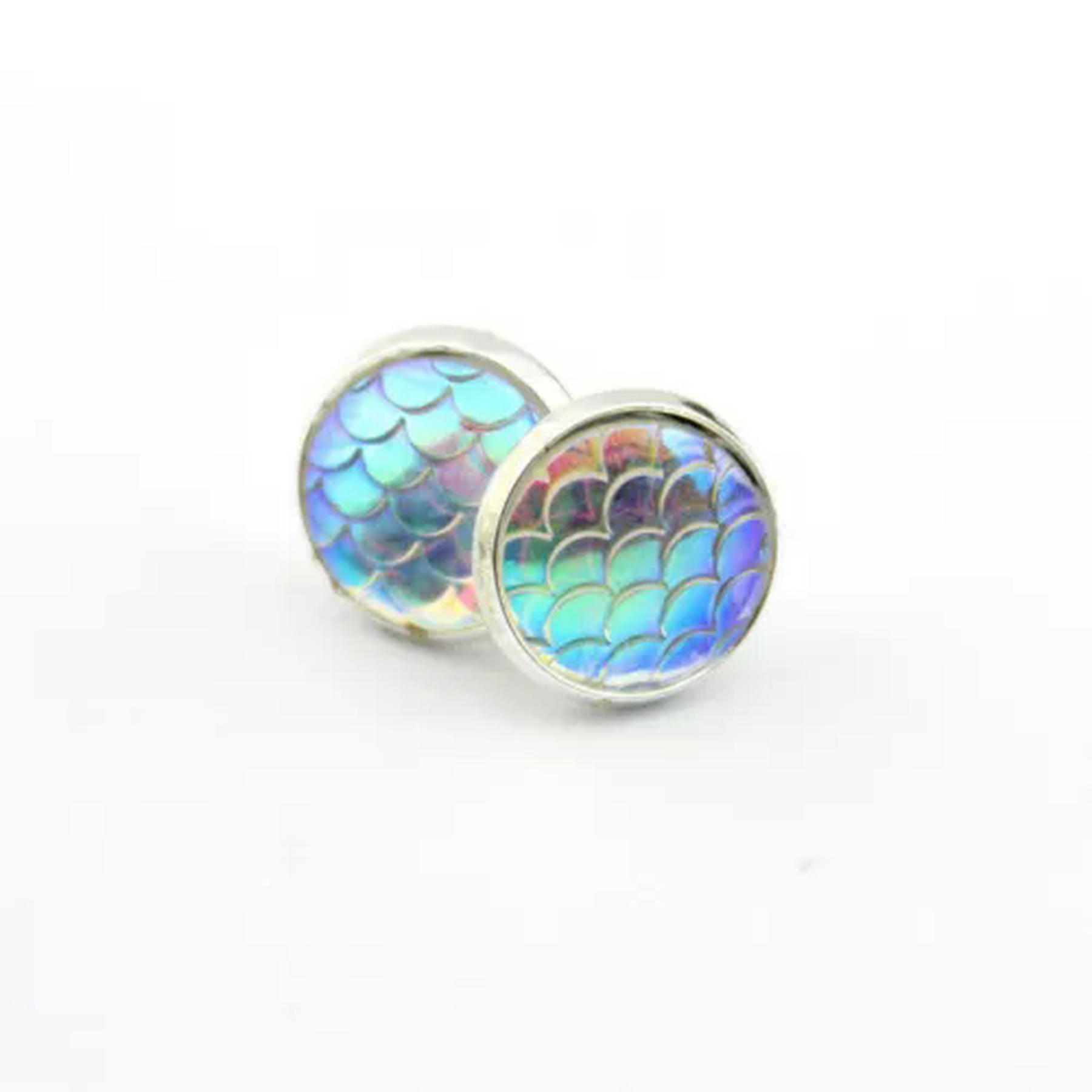 Hot Selling Rainbow Mermaid Stud Earrings for Women Costume Mermaid Scale Studs - Walmart.com