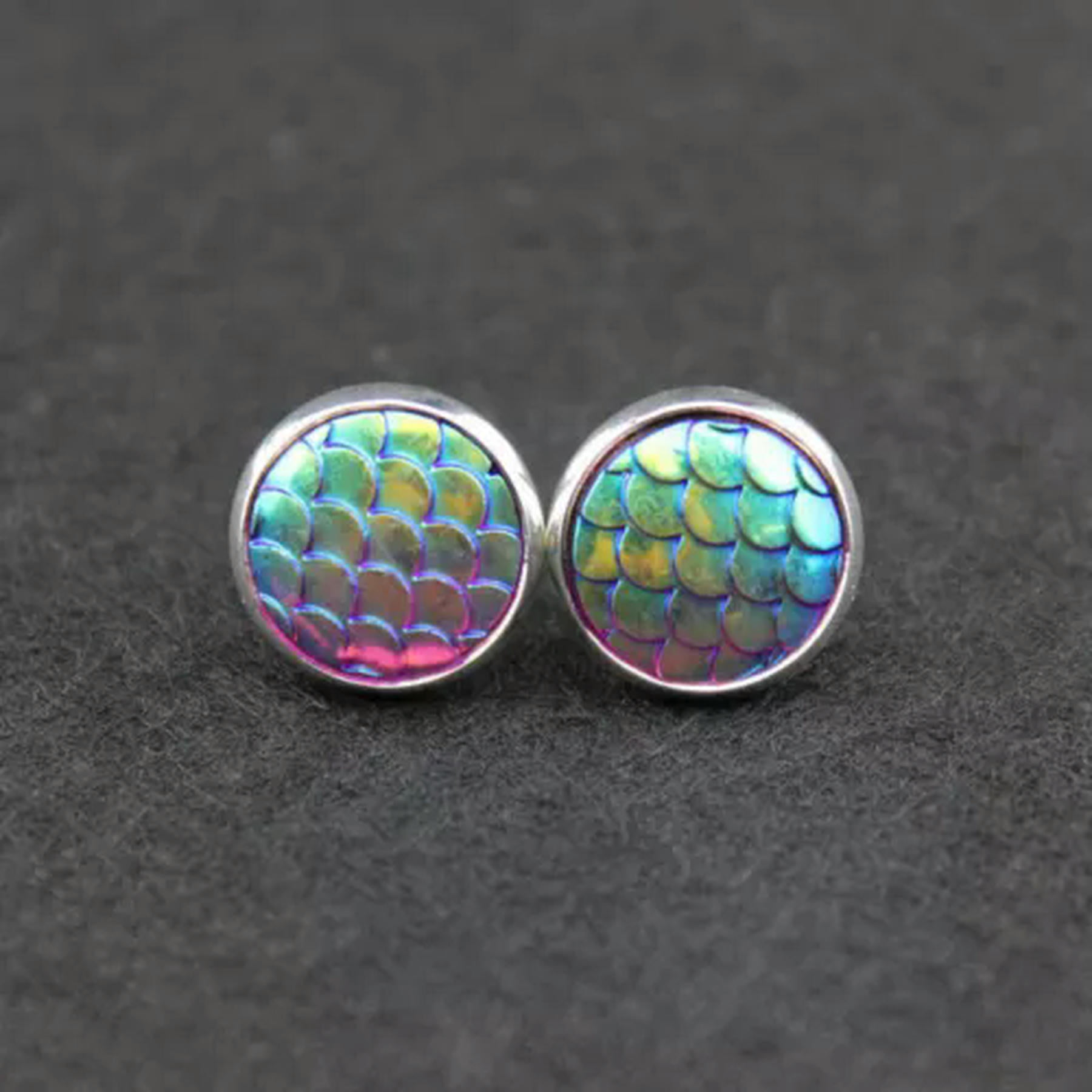 Hot Selling Rainbow Mermaid Stud Earrings for Women Costume Mermaid Scale Studs - Walmart.com